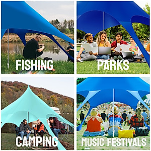 Watato Beach Tent Canopy Pop Up Shade Sun Shelter 10x10ft Portable Family Sunshade UPF50+ with 8 Sandbags-2 Sand Shovel-Easy Foldable Pole-Pole Anchor-Ground Pegs-Carrying Bag for Outdoor Camping