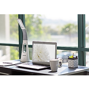 Turcom AirLight Ultrabright LED Desk Lamp with Bladeless Three Speeds Fan Panel,White