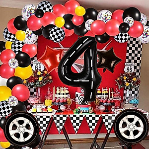 Race Car Balloons Wheel Tire Balloons 4th Birthday Party Decorations for Boys Foil Mylar Racing Car Theme Party Supplies Monstor Truck Transportation Party Favors Anniversary Decor