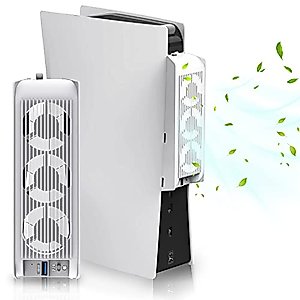 Cooling Fan for PS5 Accessories with 3 Cooling Fans, Luckit Upgraded Quiet Cooler Fan with USB Port and LED Light for Playstation 5 Console Digital