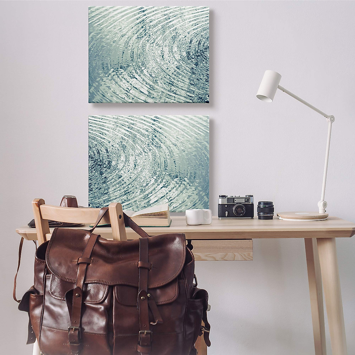 Stupell Industries Symmetrical Ripples in Water Blue Light Reflection, Designed by Maggie Olsen Canvas Wall Art, 2pc, Each 24 x 30, Off- White