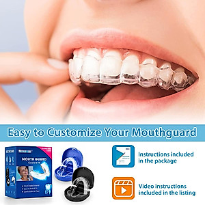 Pack of 8 Moldable Mouth Guards for Teeth Grinding, Night Guard for Teeth Grinding, Including 4 Regular & 4 Bigger Guards- Stops Bruxism, TMJ, Teeth Whitening Tray & Sports(8 Pack & 2 Hygiene Cases)