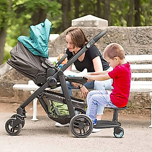 Rhinoon 2 in 1 Stroller Board with Seat, Comfortable Wheeled Board Stroller Pedal, Universal Adjustable Buggy Board, Fits Most Strollers On The Market, Under 55 Pounds, Blue
