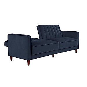 DHP Ivana Tufted Futon, Blue Velvet