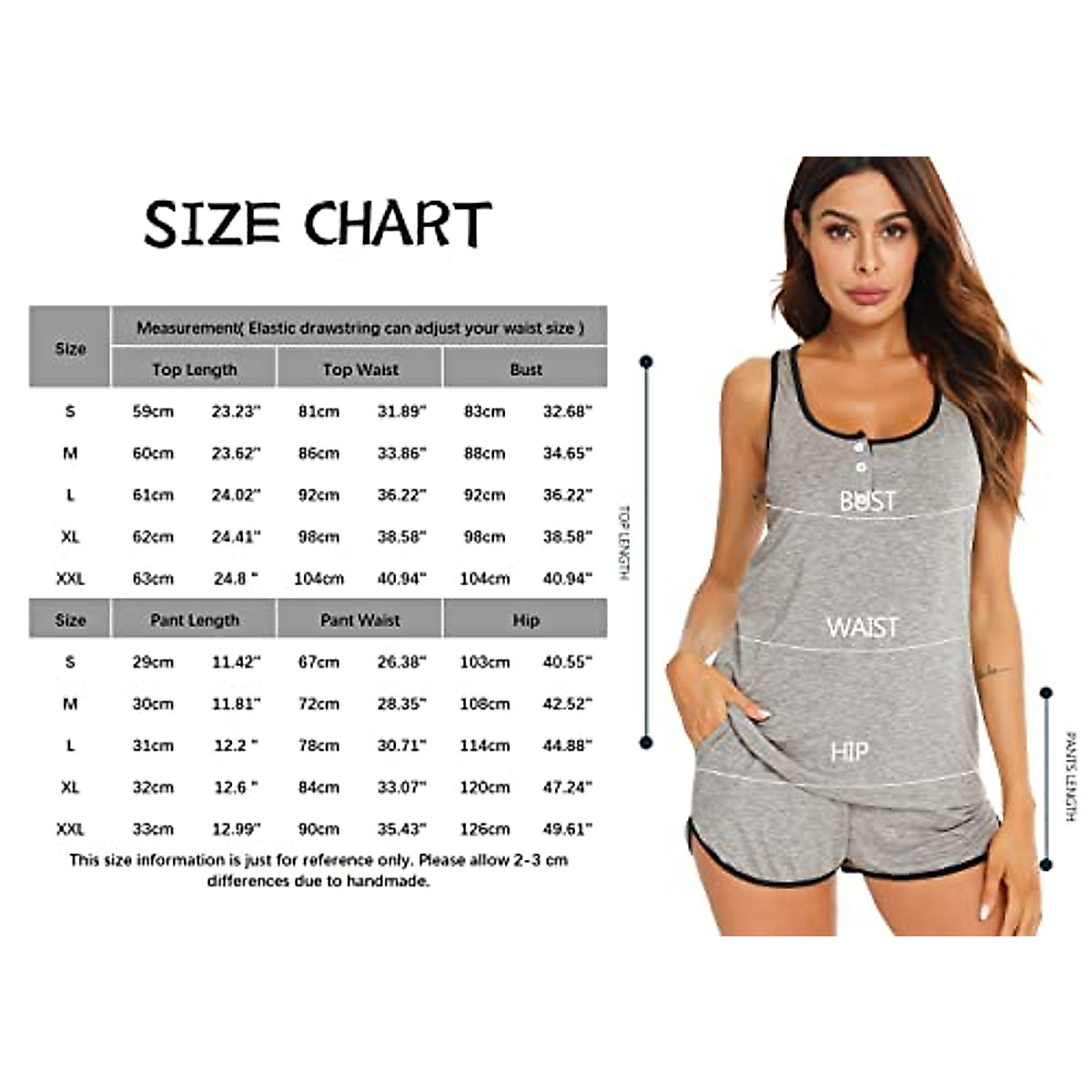 Vlazom Women's Pajama Short Set Soft Sweetness Cami Pj's Sets Tank Top Shorts Sleepwear Set with Pockets