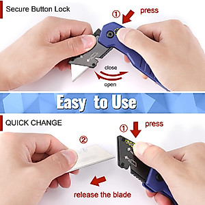 WORKPRO Utility Knife, 2-piece, Folding Box Cutter and 18mm Snap-off Knife, Light Weight Aluminum Body with Stainless Quick Change Blade Holder, Extra 20 SK5 Blades Included