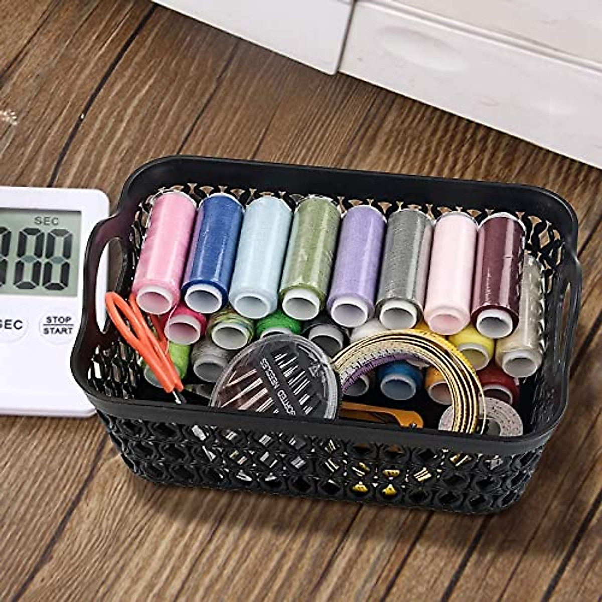 Yarebest 12-Pack Black Small Storage Basket Tray, Plastic Storage Tray