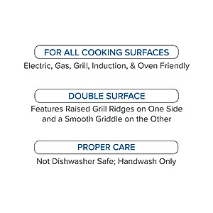 Viking Culinary Cast Iron Reversable Pre-seasoned Griddle, 20 inch, Oven Safe, Handwash Only, Works on All Cooktops including Induction