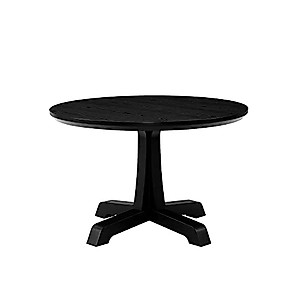 Walker Edison Caely Modern Simple Round Dining Table with Pedestal Base, 48 Inch, Black