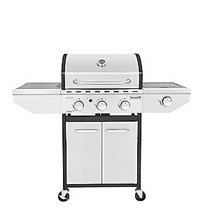 Outdoor Propane Gas Grill 3-Burner with Side Burner,Cabinet Grill for BBQ,Stainless Steel