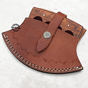 One Handed Rocker Damascus Ulu Knife With Sheath, Rocker Knife For One Handed Cutting, 5.5 Inches Rocker Damascus Ulu Knife, Heavy Duty Rocker Knife / Ulu Knife / Mezzaluna Knife (Rose Wood)