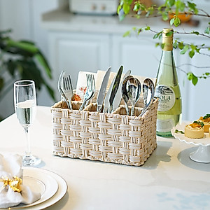 GRANNY SAYS Wicker Utensil Organizer, Silverware Caddy, Countertop Spoon and Fork Holder