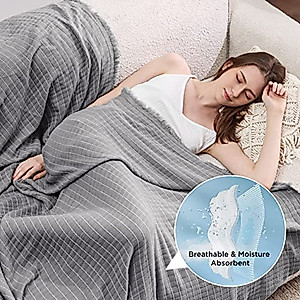 Bedsure Fleece Blankets Grey King & Bedsure 100% Cotton Muslin Blankets Grey Throw