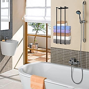 Yoimori Towel Racks for Bathroom, 3 Bar Towel Rack Wall Mounted for Bathroom Towel Storage, Metal Bathroom Towel Holder for Large Rolled Towels, Small Towels (Black)