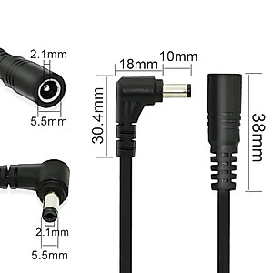 GINTOOYUN DC Splitter Cable 1 Female to 2 Right Angle Male, 12V DC 5.5mm x 2.1mm Y Splitter Adppter Female to 90 Degree Male Extension Cable 0.7m (1 to 2 Right Angle Way)