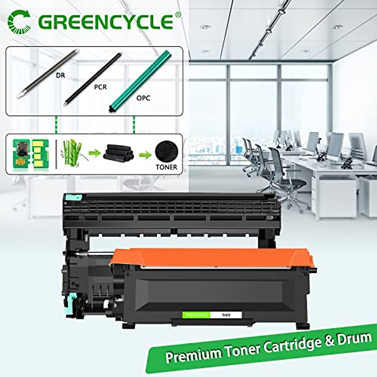 GREENCYCLE TN450 TN-450 Toner Cartridge DR420 Drum Unit Set Compatible for Brother HL-2270DW HL-2280DW HL-2230 HL-2240 MFC-7860DW MFC-7360N DCP-7065DN Intellifax 2840 2940 Printer (2 Toner, 1 Drum)