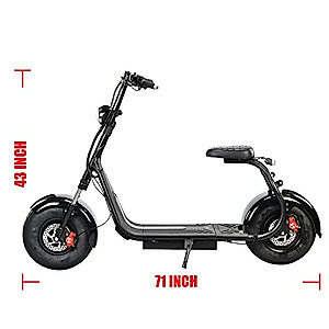 eHoodax 3000w Fat tire Electric Scooter with 2 Seats，Adults Citycoco Scooters Up to 32 Mph & 60V 20Ah Lithium Removable Battery with Alarm Anti-Theft Device US Charger (20AH)