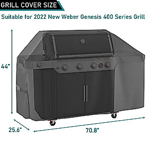ZJYWSCH Grill Cover for New 2022 Weber Genesis 400 Series 4-Burner Gas Grill Outdoor Waterproof, 7758 Fit for Genesis E-425s E-435 EPX-435 S-435 SPX-435 SX-435 Heavy Duty