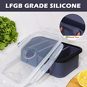 Webake Silicone Freezer Tray with Lid, Food Storage Container 1 Cup Portion, Ice Cube Tray for Soup Sauce Meal Prep, BPA Free - Grey