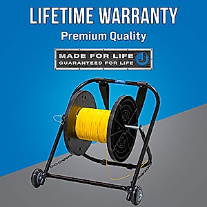Jonard Tools CC-2721WS High Durability Steel Cable Caddy with Wheels and Pull Strap, Holds Cable Reels Up to 20” Diameter and 100 lbs Capacity,Black