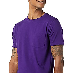 Amazon Essentials Men's Slim-Fit Short-Sleeve Crewneck Pocket T-Shirt, Pack of 2, Black/Dark Purple, Large