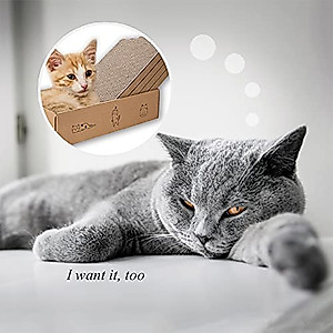 4 Packs in 1 Cat Scratch Pad with Box , Cat Scratcher Cardboard,Reversible,Durable Recyclable Cardboard, Suitable for Cats to Rest, Grind Claws and Play with Scratch Box