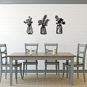 Metal Flowers Wall Decor, Metal Wall Sculpture for Patio Balcony, Black Metal Wall Decor Art for Living Room Bathroom Bedroom Dining Room,Black Wall Art for Kitchen.