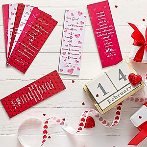 Bible Bookmark for Kid Cute Hearts Religious Christian Bookmark Valentine's Day Bookmarks Gifts for Women Teachers Students School Classroom Birthday Valentine Exchange Party Favors (60 Pieces)