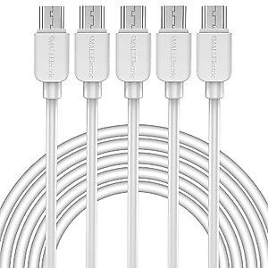 SMALLElectric Micro USB Cable (5-Pack, 10FT) Android Charger, Micro USB Charger Cable Long Android Phone Charger Cord for Samsung Galaxy S7 S6 Edge J7 S5,Note 5 4,LG 4 K40 K20,MP3,Kindle,Tablet,White