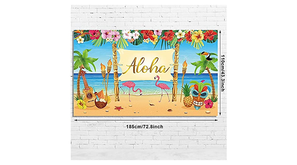 Hawaiian Aloha Party Banner - Large Summer Luau Backdrop for Events