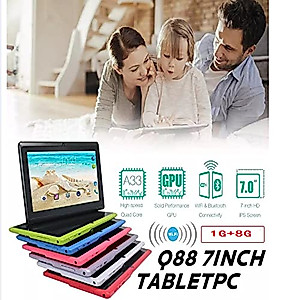 7" Android 4.4 Duad Core Tablet PC 1GB+8GB Dual Camera WiFi Bluetooth, Baby Toys for Boys Girls Adults (red)