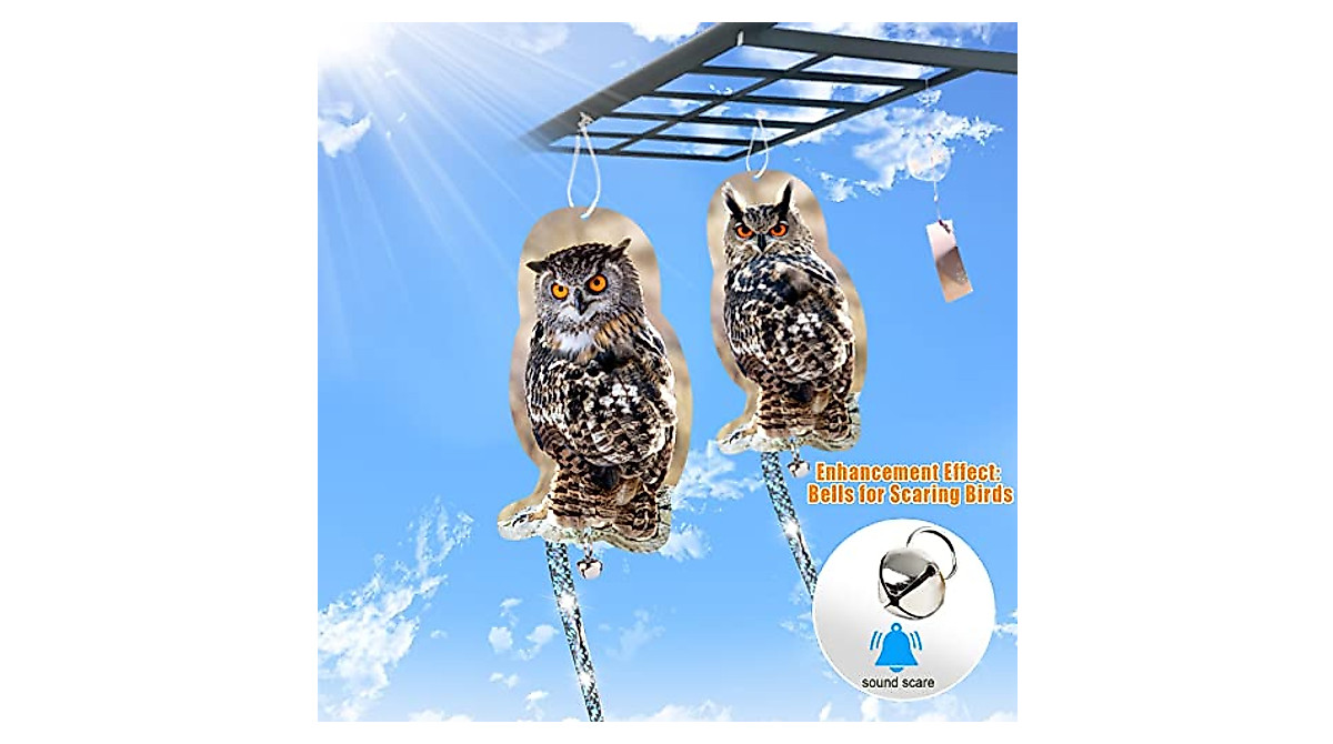 Humane Bird Scarer: 2-Pack Reflective Fake Owls for Gardens