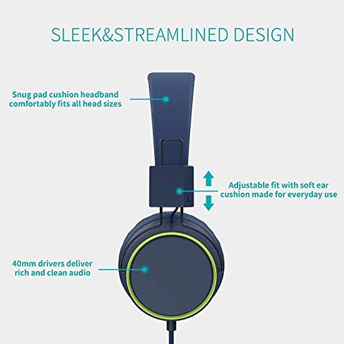 ChenFec 2 Pack Kids Headphones Stereo Foldable Headphones Adjustable Wired Over Ear Headsets with Microphone 3.5mm Jack for Online Learning Toddlers/Children/Travel/Boys/Girls Kid Headphone