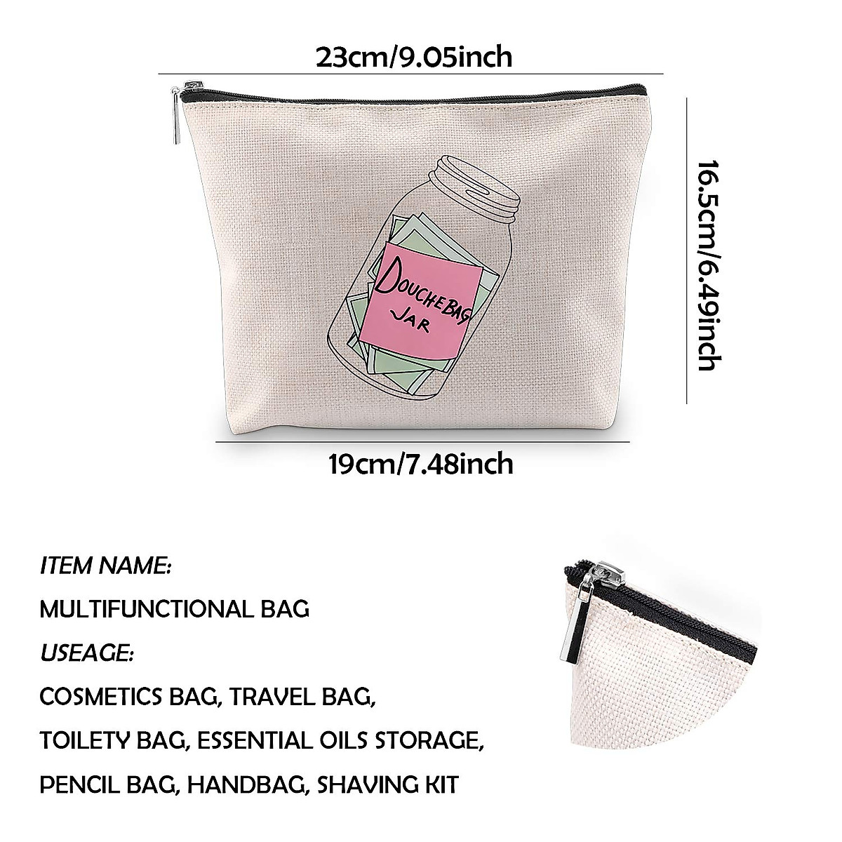 Generic WCGXKO New Girl Inspired smetics Bag Novelty Douchbag Jar Gift for TV Show Fans Be Friend(Douchbag Jar)