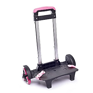 ChezMax Backpack Trolley Foldable Trolley Cart 6 Wheels Rolling-Luggage Carts Aluminium Alloy Luggage Hand Cart for Bags