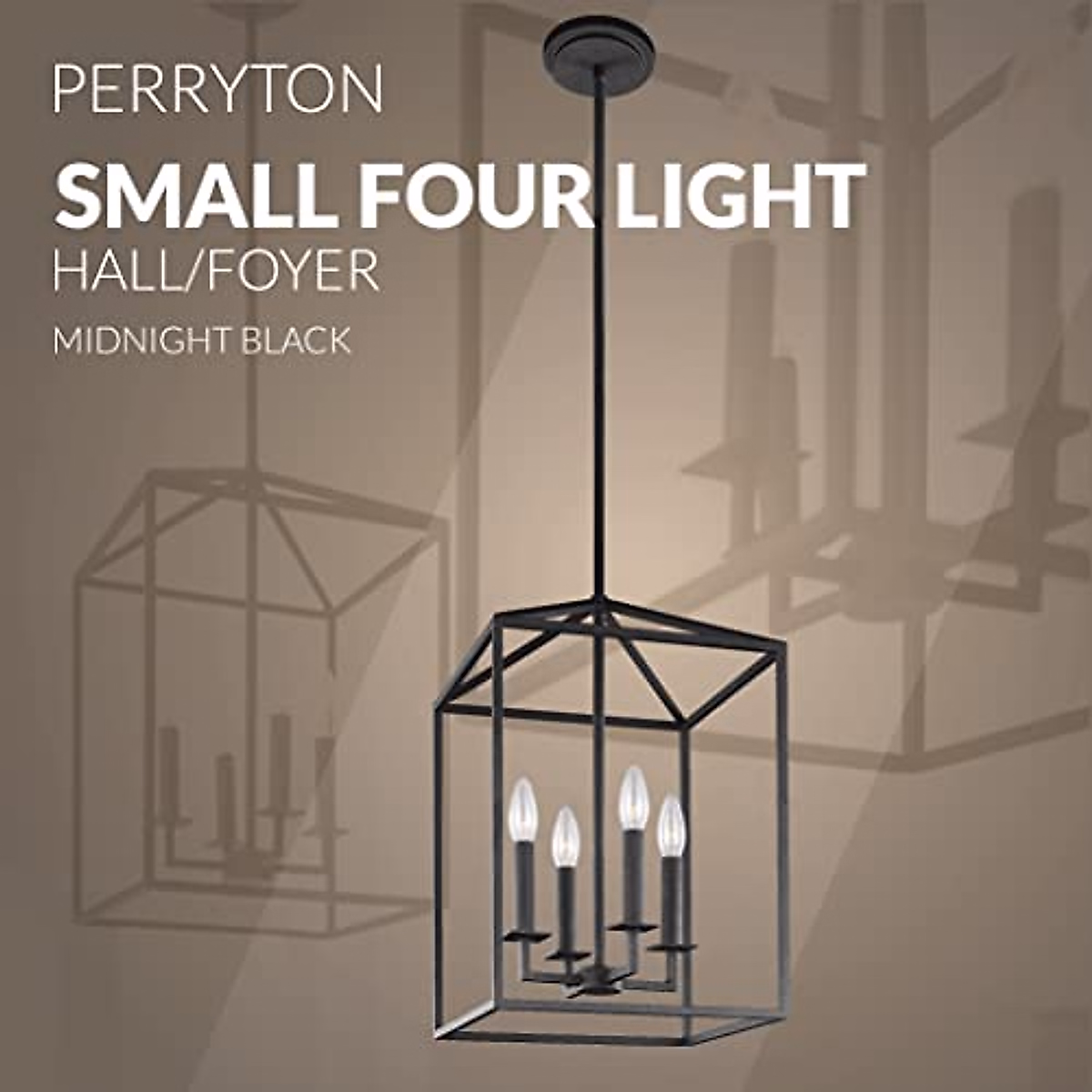 Generation Lighting 5215004-112 Perryton Small Four - Light Hall/Foyer Hanging Modern Fixture, Midnight Black