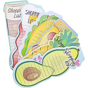 6-Pack Magnetic Shopping List Refrigerator Notepad, Foodie Designs, 60 Sheets Each, 3.5 x 9 Inches