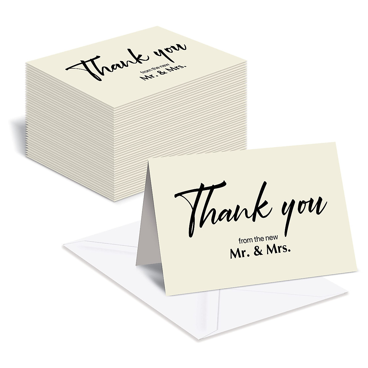 Better Office Products 120 Pack Wedding Thank You Cards with Envelopes, Thank You Cards From The New Mr and Mrs, 4 x 6 Inch, Blank Cards, Wedding Thank You Notes, 120 Count Boxed Set