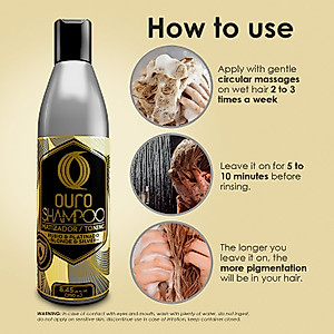 OURO Purple Shampoo for Blonde & Platinum Hair - Neutralizes Yellow & Orange Tones, Revitalizes Color, Nourishes Without Damage, Ashy Silver Effect, Enhances Gray Hair, 8,4 oz