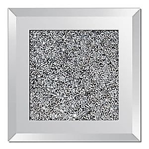 GIMORRTO Glass Mirrored Coaster 4 PC, Crushed Diamond Square Cup Mat 4" Decor on Tabletop for Bar Tools Dining Table