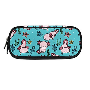 DISNIMO Axolotl Large Pencil Case for Boys Girls Cute Canvas Kids Pencil Pouch with Zipper Big Capacity Pencil Bag Organizer Box for School Home Office Travel