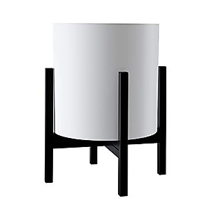 FaithLand Mid Century Plant Stand Indoor Outdoor (EXCLUDING 12" Plant Pot) , Hold Up to 12 Inch Planter, Metal Planter Stand, Potted Plant Holder, Black - Fits Snake Plant - Upgraded Design.