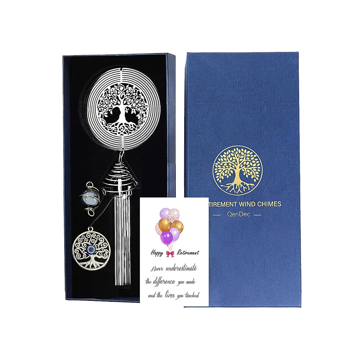 Retirement Gifts for Women Men,Retirement Wind Chime with Tree of Life Wind Spinner - Happy Retirement Gifts for Teacher,Nurse,Retired Boss,Coworker