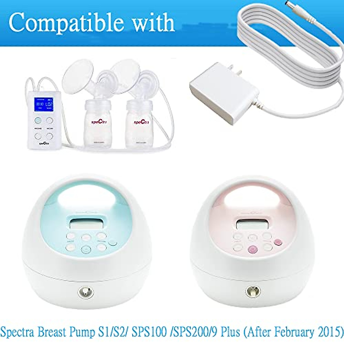 LIANSUM 12V Charger Power Cord AC Adapter for Spectra Electric Breast Pump S1 / S2 / SPS100 / SPS200 / 9 Plus Charging Cord, Baby Breast Pumps Power Supply