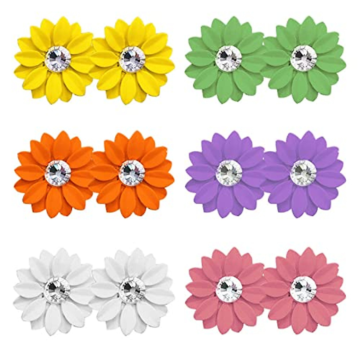 coadipress 8 Pairs Flower Stud Earrings Set for Women Bohemian Matte Flower Earrings With Gold Faux Flower Bud Chic Daisy Earrings Jewelry Gifts (6 Pairs Flower Studs)