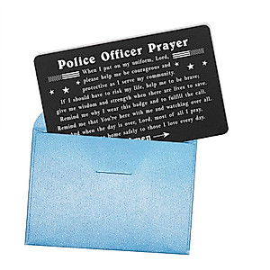 TGCNQ Police Officer Prayer Card - Police Gifts Prayer Engraved Wallet Card Insert - Police Officer Gifts for Men Women Police Graduates