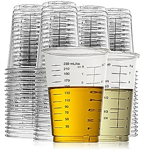 50 Disposable Measuring Cups - 8 Oz | Resin Mixing Cups For Epoxy Resin | Plastic Measuring Cups | Liquid Measuring Cups | Dry Measuring Cups | Paint Mixing Cups | Baking Supplies | Baking Tools