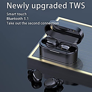 Wireless Bluetooth 5.0 Headset Touch Control- Bluetooth Headset Intelligent Noise Reduction Hd Call -Waterproof,Rich- and Full Bass,Long Standby Time,Compatible with iOS&Android for Sports Gym