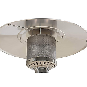 Sunjoy 47,000 BTU Avanti Outdoor Portable Propane Heater for Patio and Garden with Safety Auto Shut Off Valve and Wheels, Silver