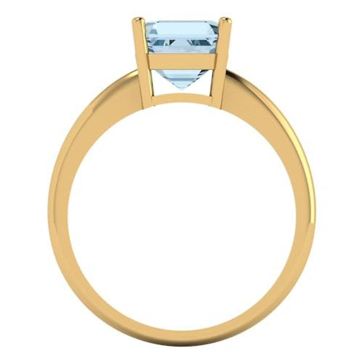 Clara Pucci 2.0 ct Asscher Cut Solitaire Blue Simulated Diamond Engagement Bridal Promise Anniversary Ring 18K Yellow Gold Size 3.75
